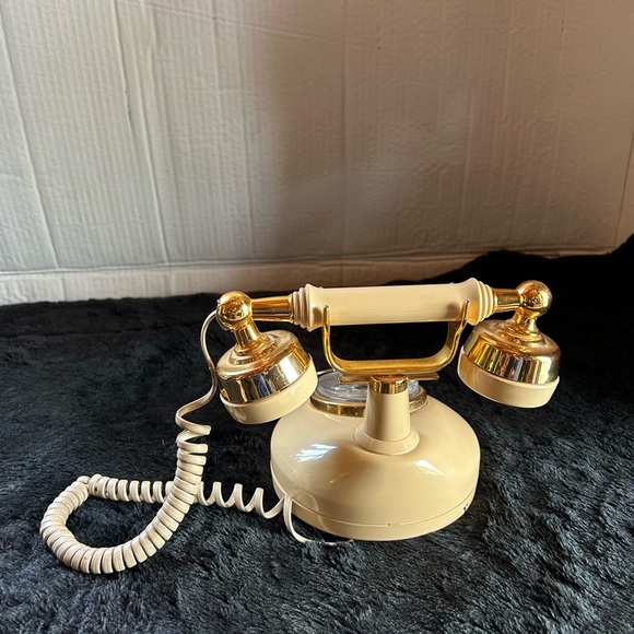 Accents | Vintage Cream And Gold Rotary Phone | Poshmark